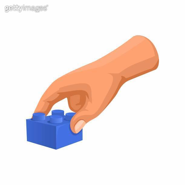 Hand Hold Lego Block Toy Symbol Cartoon Illustration Vector 이미지 ...