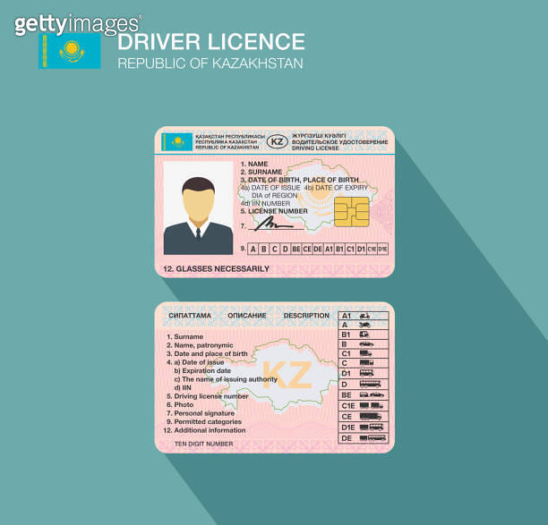 Kazakh car driver license identification. Vector illustration template ...