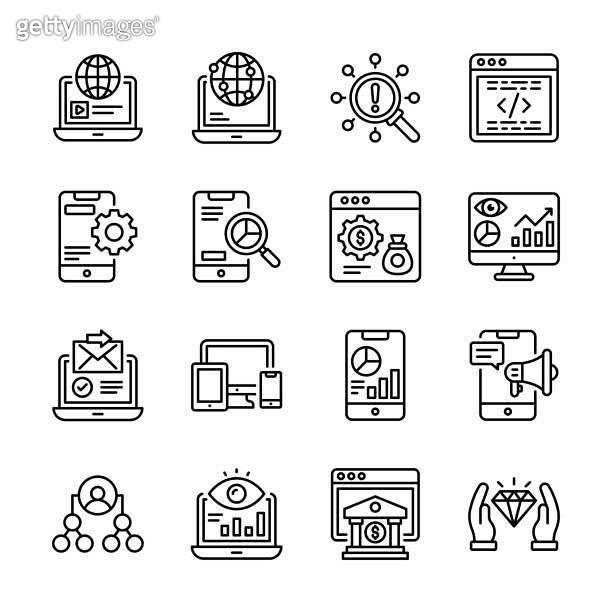 Seo Development And Marketing Vector Filled Outline Icon Style Illustration Eps 10 File Set 2