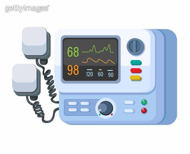 Defibrillator Electric Shock Heart Device Medical Tool Cartoon ...