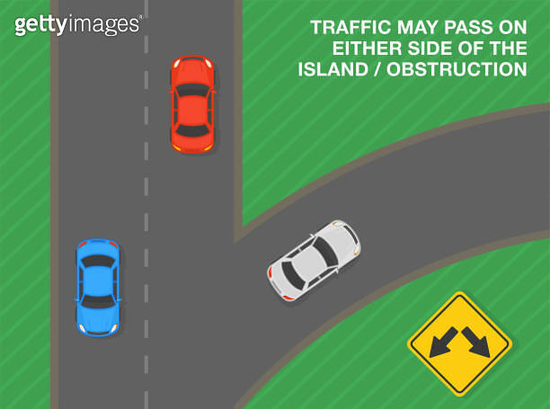 Safe driving tips and traffic regulation rules. Traffic may pass either ...