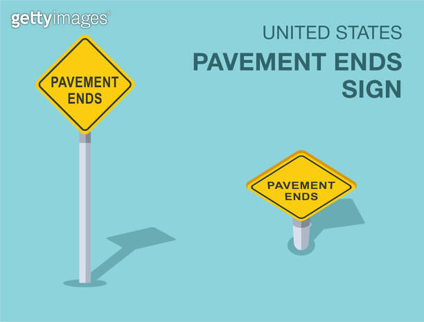 Traffic regulation rules. Isolated United States pavement ends sign ...