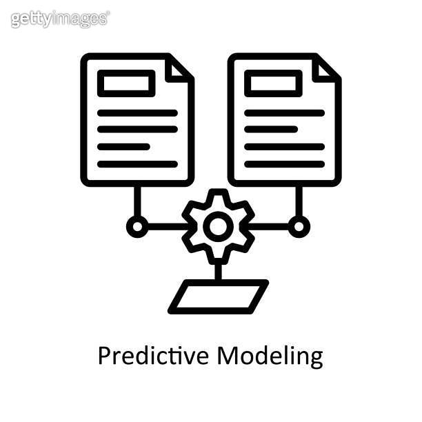 Predictive Modeling Vector Outline Icon Design illustration. Data Symbol on White background EPS ...