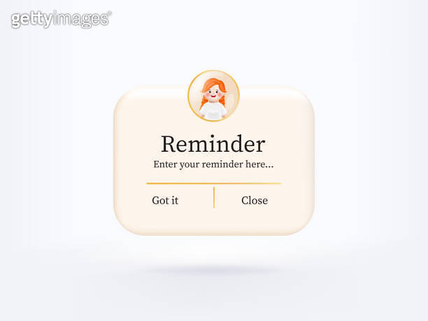 3D reminder notifications page with floating elements. Alert for ...