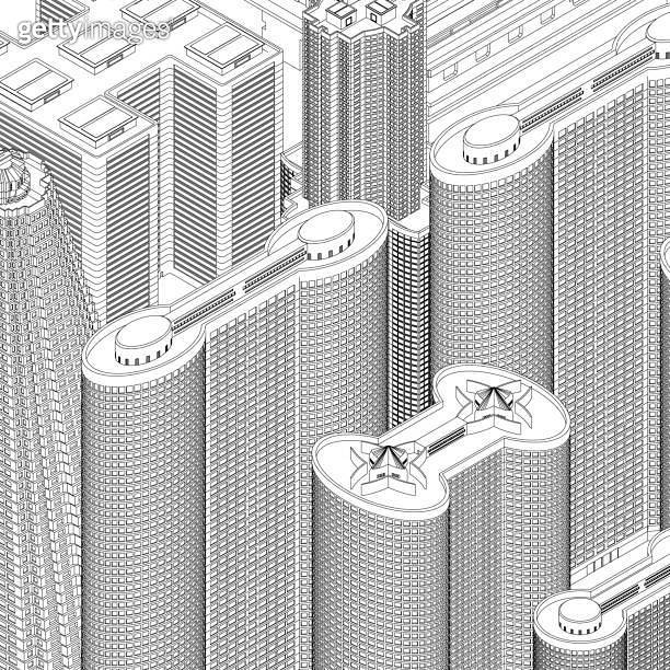 City buildings skyline of metropolitan outline. Town skyline line art ...