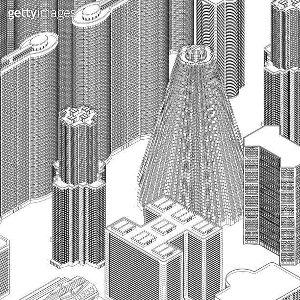 City buildings skyline of metropolitan outline. Town skyline line art ...