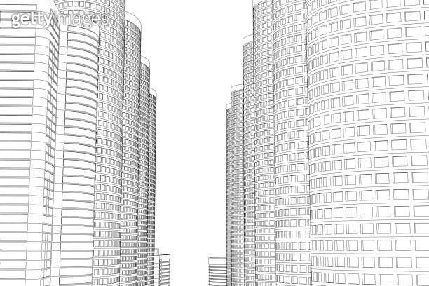 City buildings skyline of metropolitan outline. Town skyline line art ...