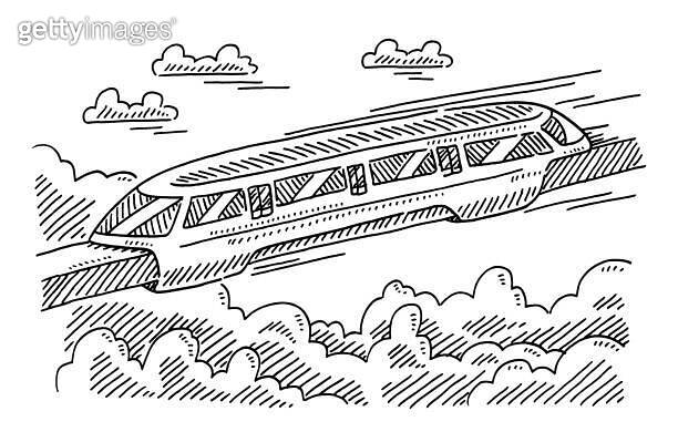 Maglev Train Public Transport Drawing (1805627860) - 게티이미지뱅크