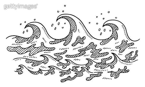 Three Waves Ocean Symbol Drawing (1805628407) 일러스트, 무료 일러스트 - 게티이미지뱅크