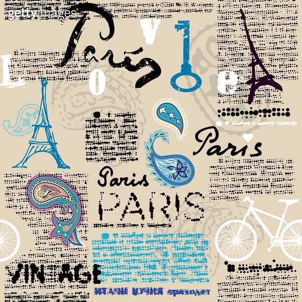 Vintage grunge seamless pattern. Imitation of a vintage scrapbook ...