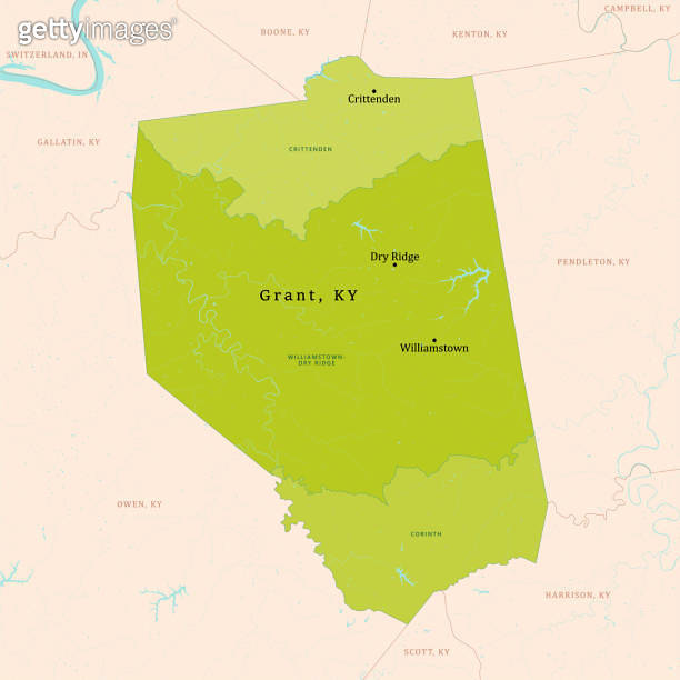 KY Grant County Vector Map Green (1465908267) 일러스트, 무료 일러스트 - 게티이미지뱅크