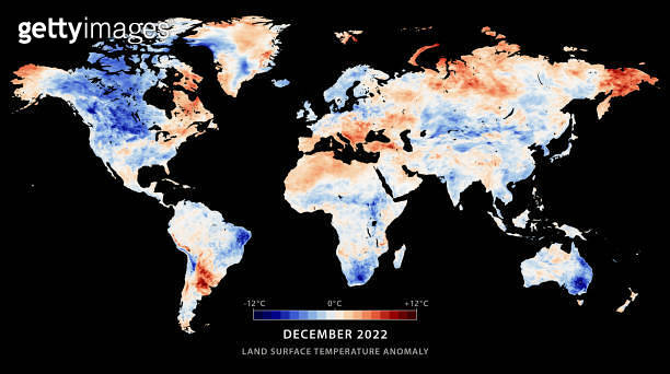 World Map Land Surface Temperature Anomaly December 2022 이미지 ...