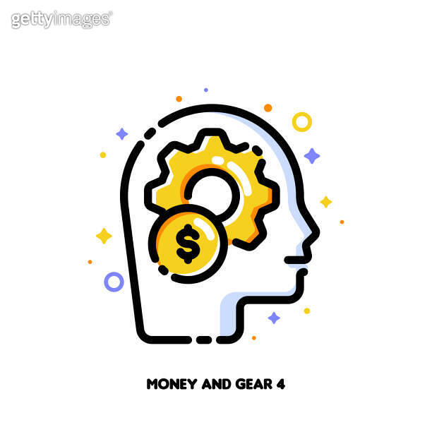 Icon of coin and gear for facilitating and streamlining digital ...