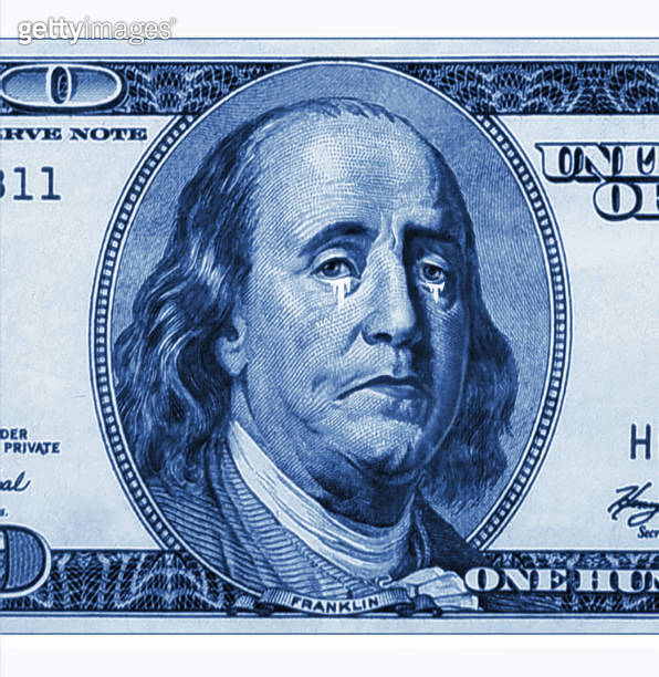 Benjamin Franklin Face Crying (1457512951) - 게티이미지뱅크