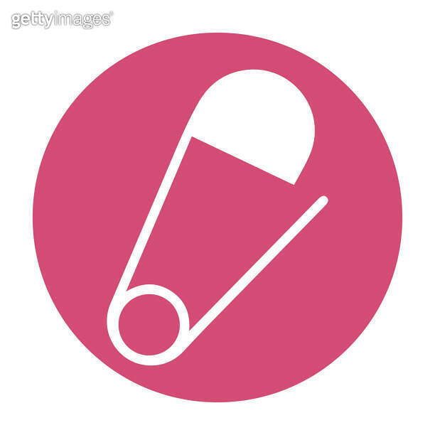 Baby pin, safety pin, diaper pin sticker icon (1515925616) - 게티이미지뱅크