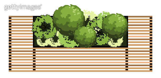 Top view of a bench for the architectural landscape plans. Bench with ...