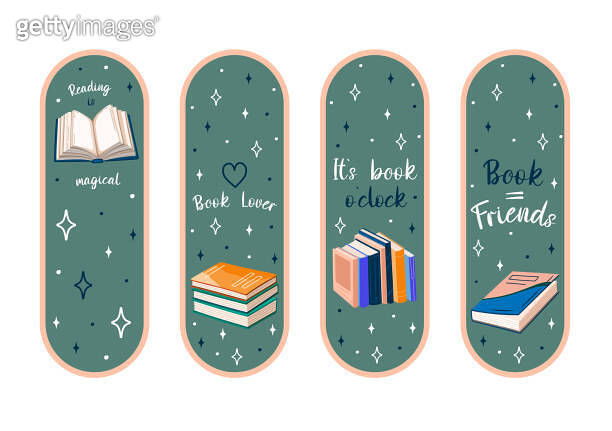 Cute Bookmarks. Set of paper bookmark templates for book lovers ...