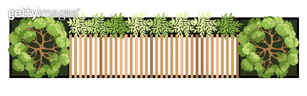 Top view of a bench for the architectural landscape plans. Bench with ...