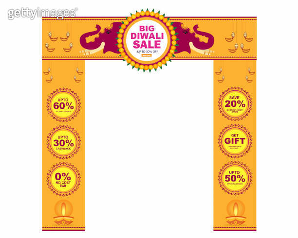 Happy Diwali Dhanteras Great Indian festival Sale Gate entrance arch ...