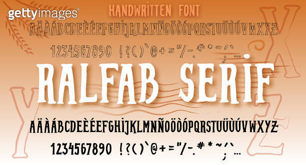 Serif Typeface handwritten Font with Capital Letters (1765066067) - 게티이미지뱅크