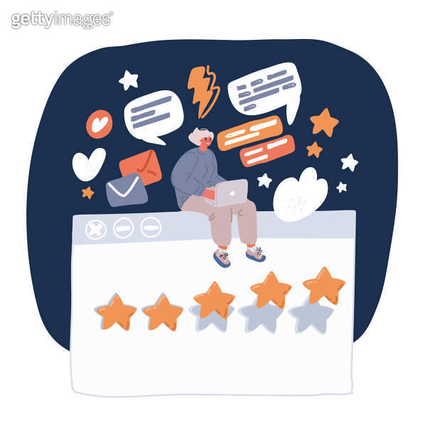 Cartoon vector illustration of customers satisfaction review. Five ...