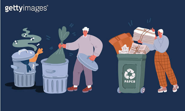 Cartoon vector illustration of Correct and wrong behavior of littering ...