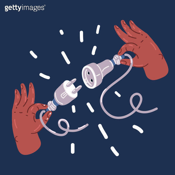 Cartoon vector illustration of Hand Hold Plug in Hands put together ...
