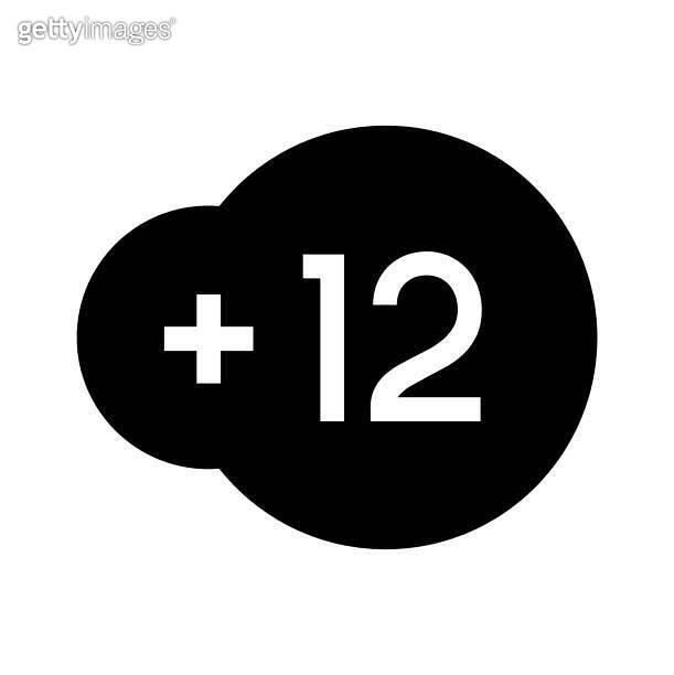 Prohibited under 12 symbol. Over 12 years old. Sign icon vector 이미지 ...