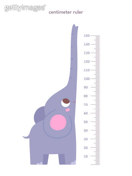Kids height ruler in centimeters with elephant for growth measure. Cute ...