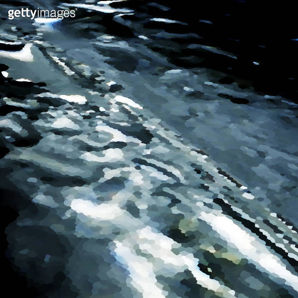 Dark night, dark road image with ruts frozen in cold winter snow ...