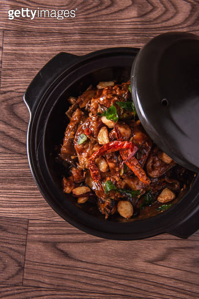 local cook live fresh catfish meat with spicy red dry chili asam sauce ...