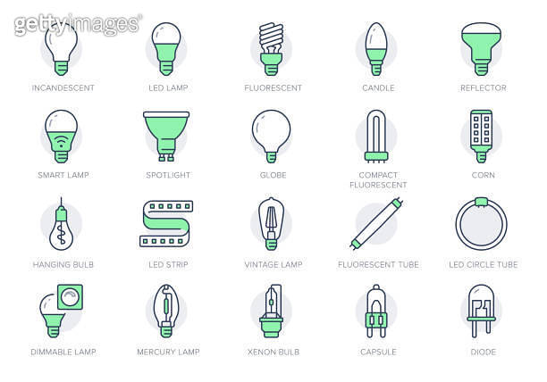 Light bulb line icons. Vector illustration include icon - led, diode ...