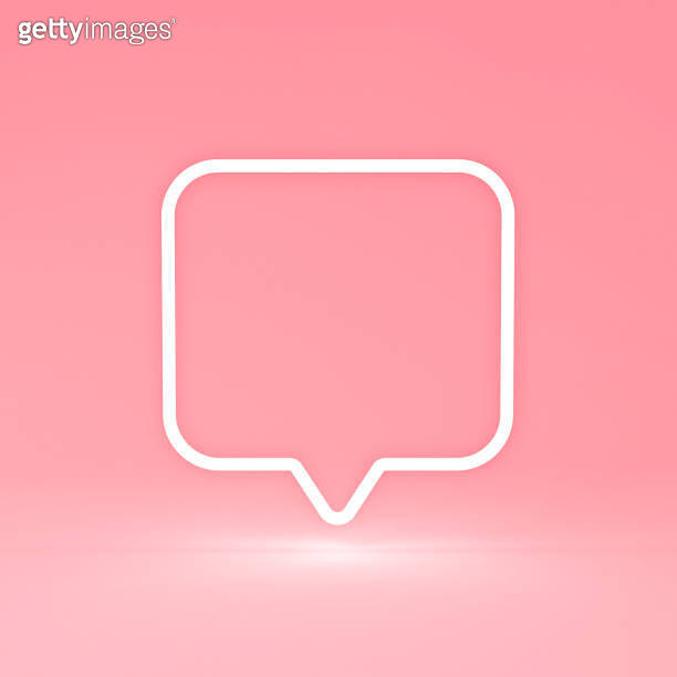 Blank notification speech bubble sign pin or chat bubble neon light ...