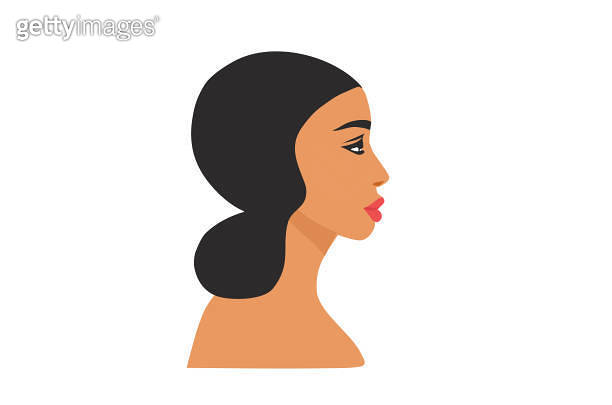Beautiful woman face side view vector-illustration 이미지 (1743811791 ...