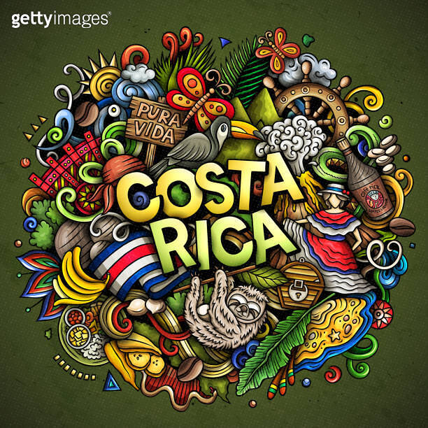 Costa Rica cartoon doodle illustration. Funny local design. (1847117951 ...