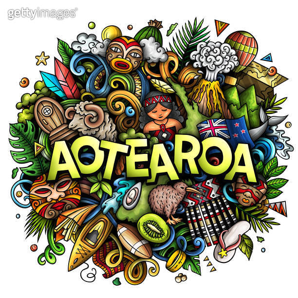 New Zealand cartoon doodle illustration. Funny Aotearoa design ... New Zealand cartoon doodle illustration. Funny Aotearoa design ...
