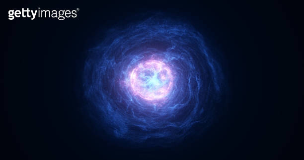 Abstract energy magic blue sphere ball atom round molecule made of ...