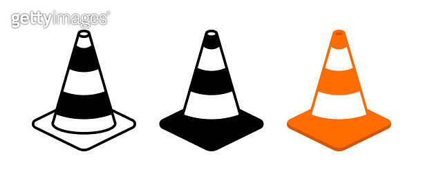 Traffic safety cone vector icon set. Road divider with cones. Roadblock ...