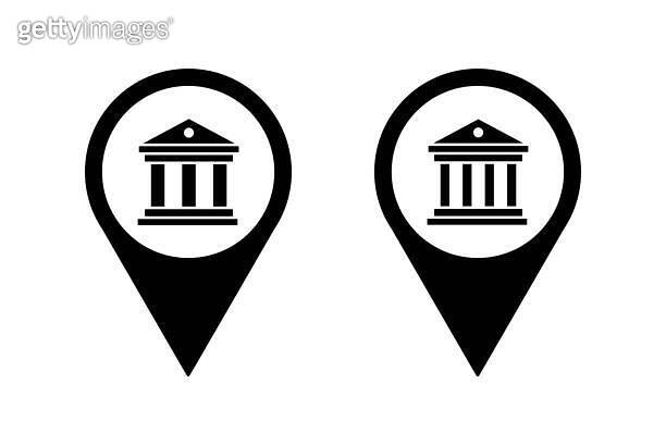 Bank map pin vector icon set. Money protection symbol (1652411882) 일러스트 ...