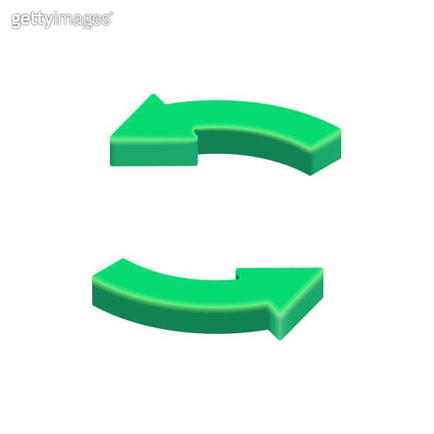 3D Green Refresh circle arrows. Vector isometric round reload arrow ...