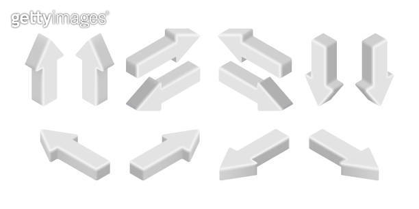 3d Isometric White Arrow icon Set 이미지 (1781501222) - 게티이미지뱅크