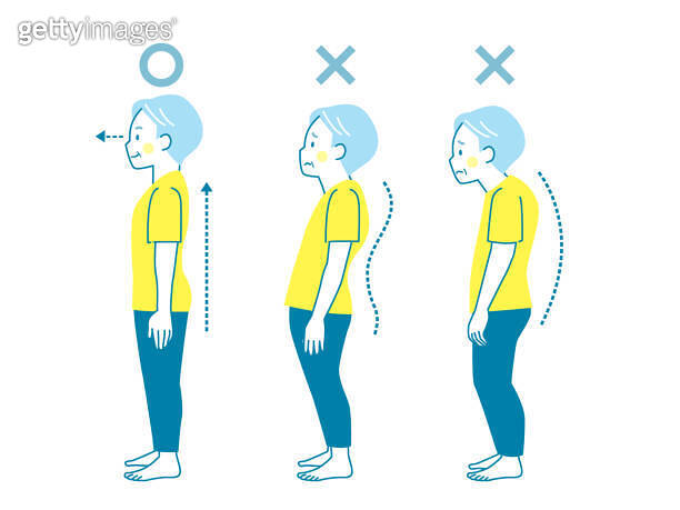 Examples of good and bad posture of senior men (1454368723) 일러스트, 무료 ...