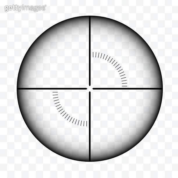 Realistic sniper or hunting rifle sight with reticle and transparent ...
