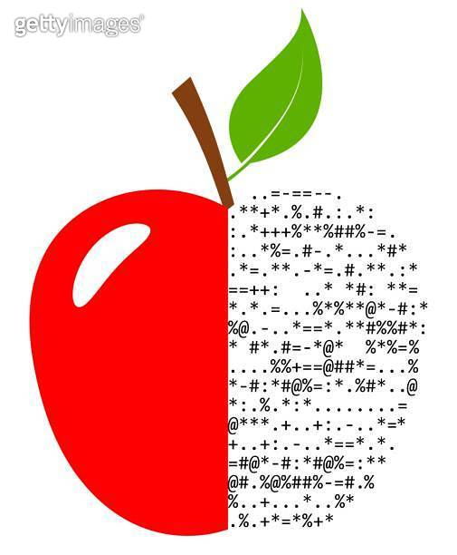 Apple with source code 이미지 (1493946617) - 게티이미지뱅크