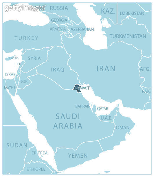 Kuwait - blue map with neighboring countries and names. (1505595370 ...