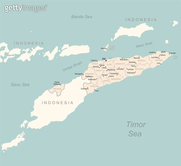 East Timor - detailed map with administrative divisions country. 이미지 ...