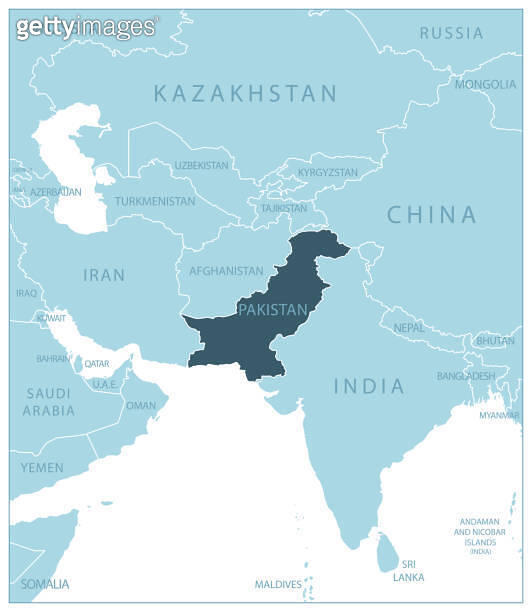 Pakistan - blue map with neighboring countries and names. (1505595529 ...