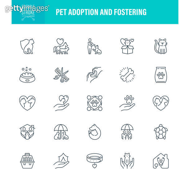 Pet Adoption and Fostering Icons Editable Stroke 이미지 (1736590947) - 게티이미지뱅크