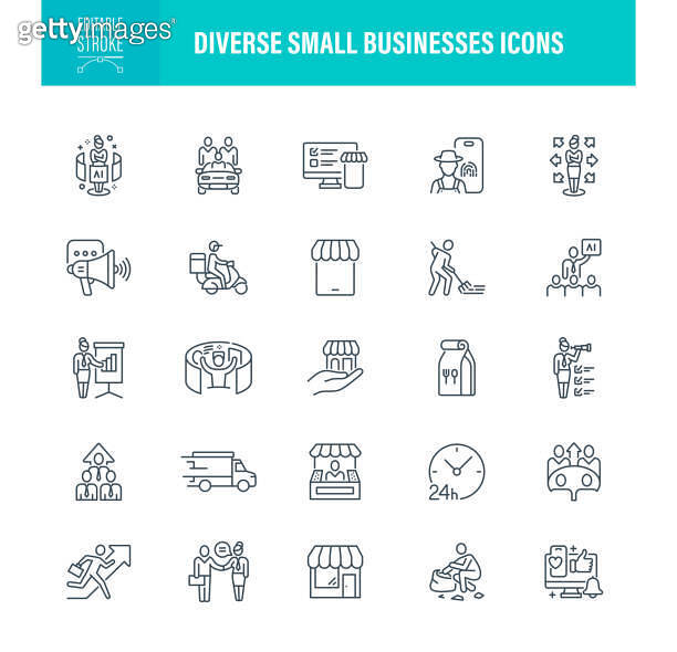 Diverse and Small Businesses Icons Editable Stroke 이미지 (1656397017 ...