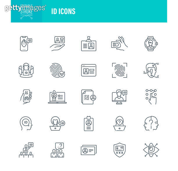 ID Icons Editable Stroke. Contains such icons as Personal Access ...